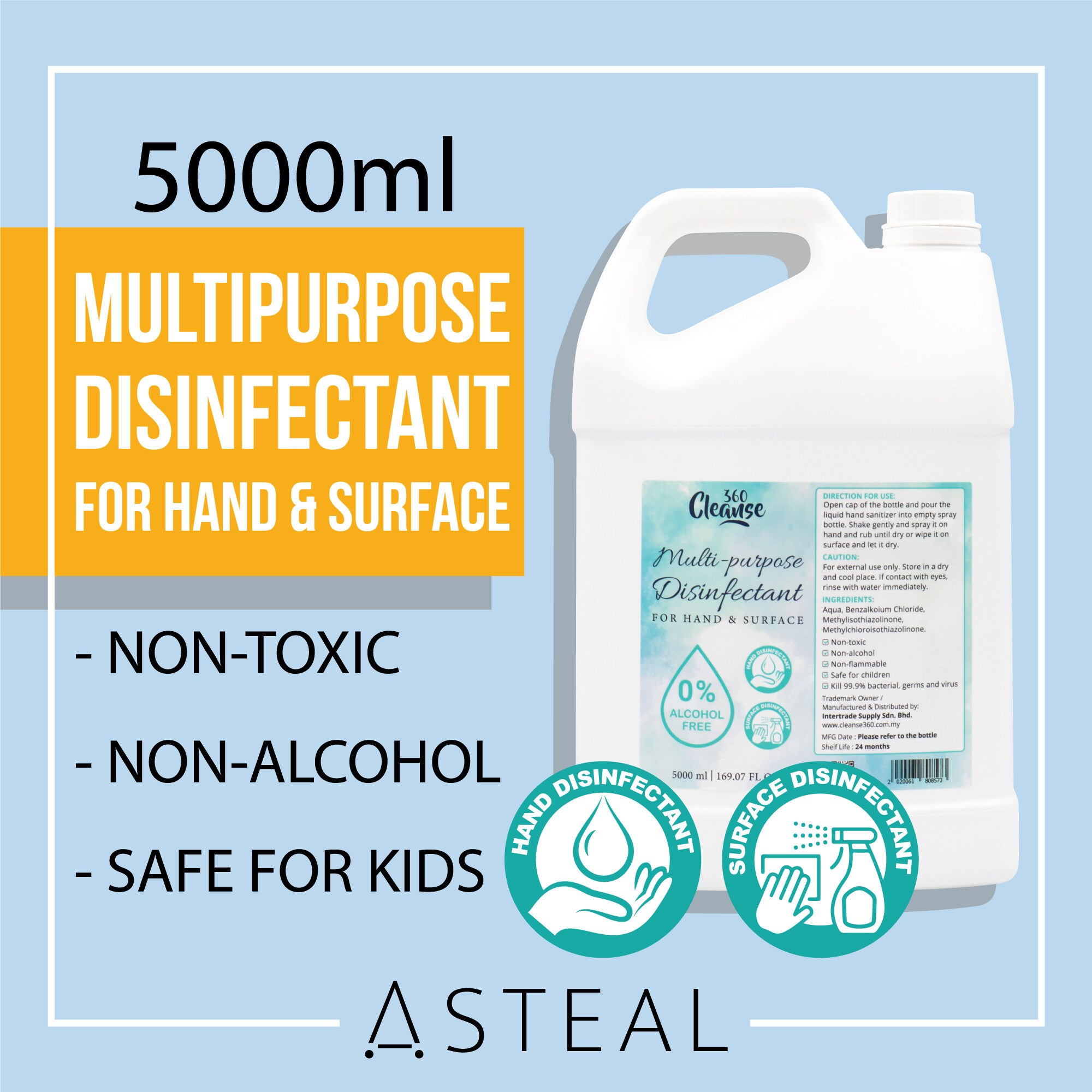 Cleanse360 Multi-Purpose Disinfectant For Hand & Surface [Liquid Refill ...