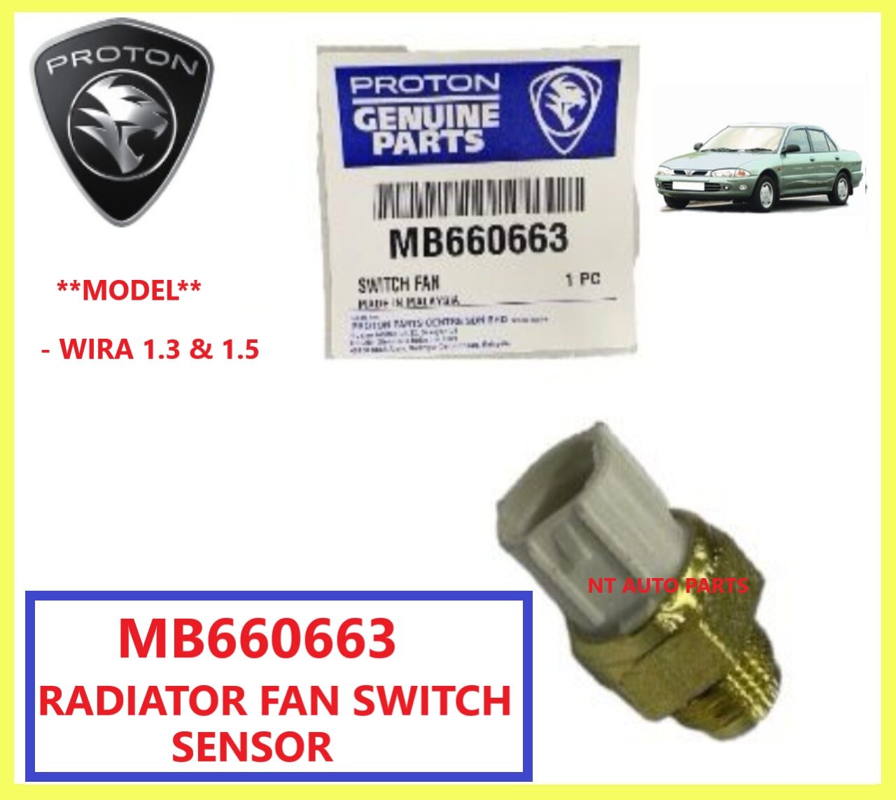 GENUINE PROTON RADIATOR FAN SWITCH - PROTON WIRA 1.3 1.5 DENSO TYPE ...