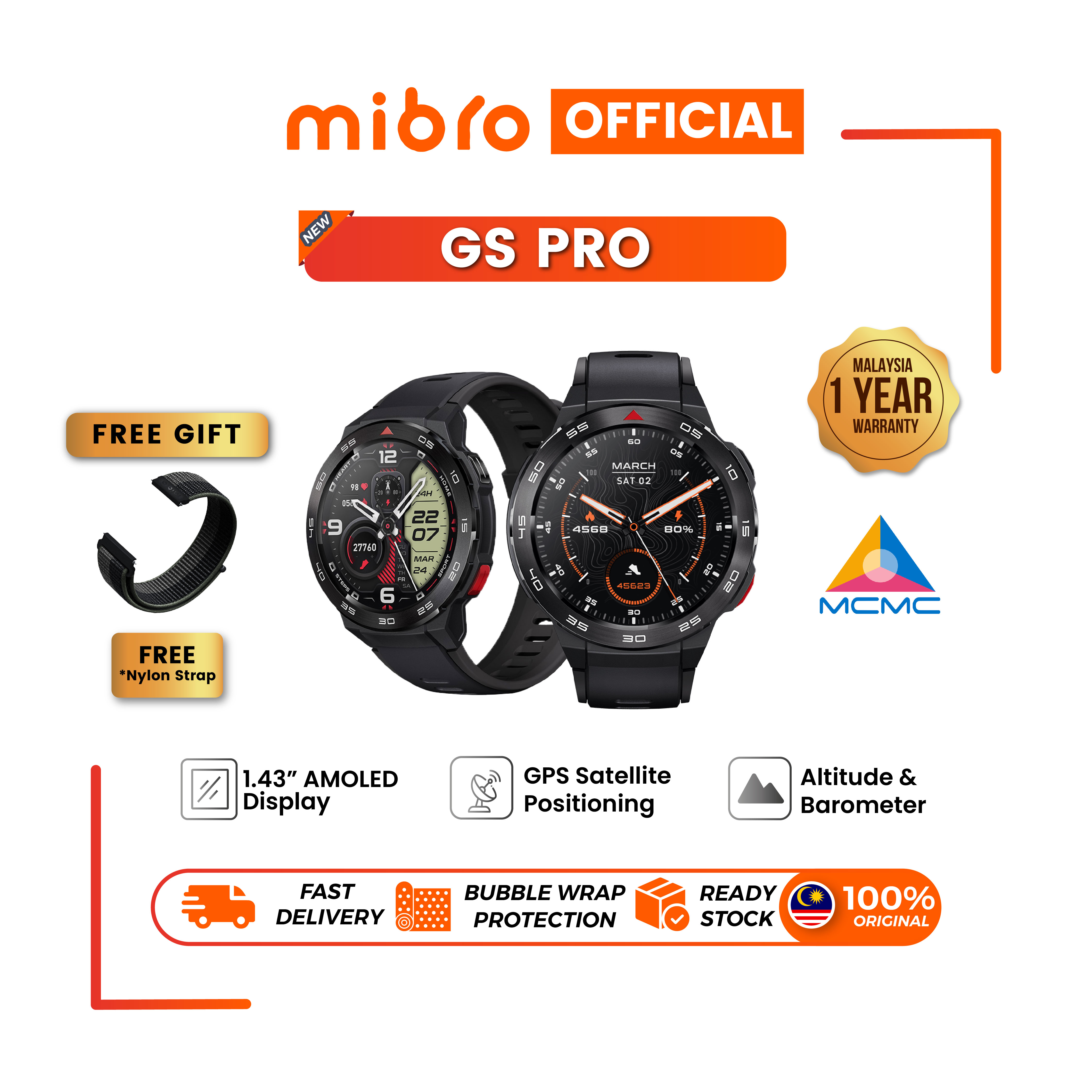 Mibro GS PRO Dual-Core 2 in 1 GPS PPG Bio Heart Rate Sensor Smart Watch ...