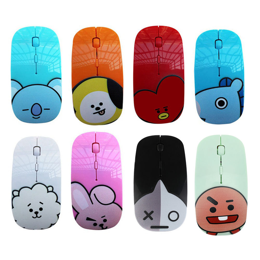 Cute Cartoon Bangtan Boys Wireless Mouse Silent Mouse Kpop Notebook ...
