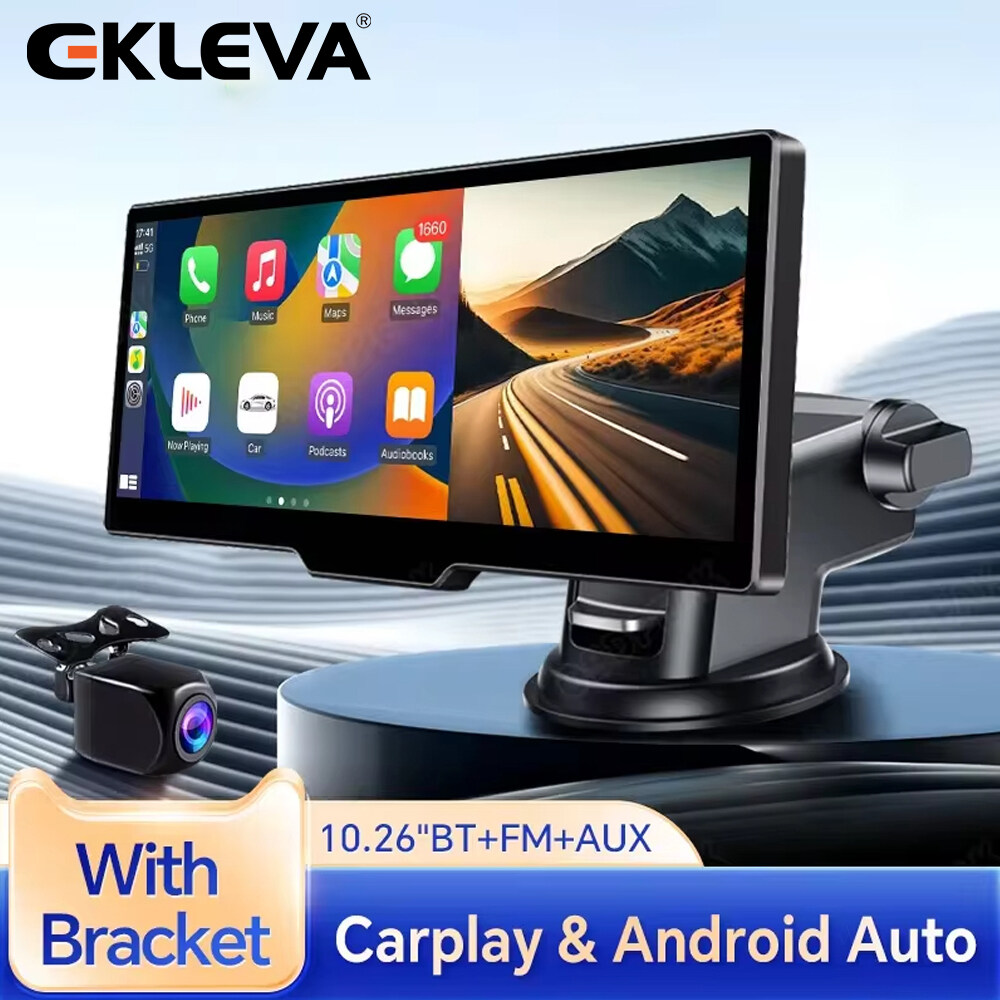 EKLEVA 10.26 Inch Dash Cam Portable Wireless Carplay Screen HD Rear ...