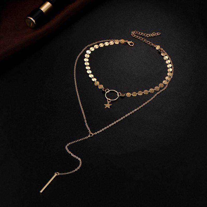 Vintage Casual Gold Sequins Long Tassel Star Choker Fashion Charm ...