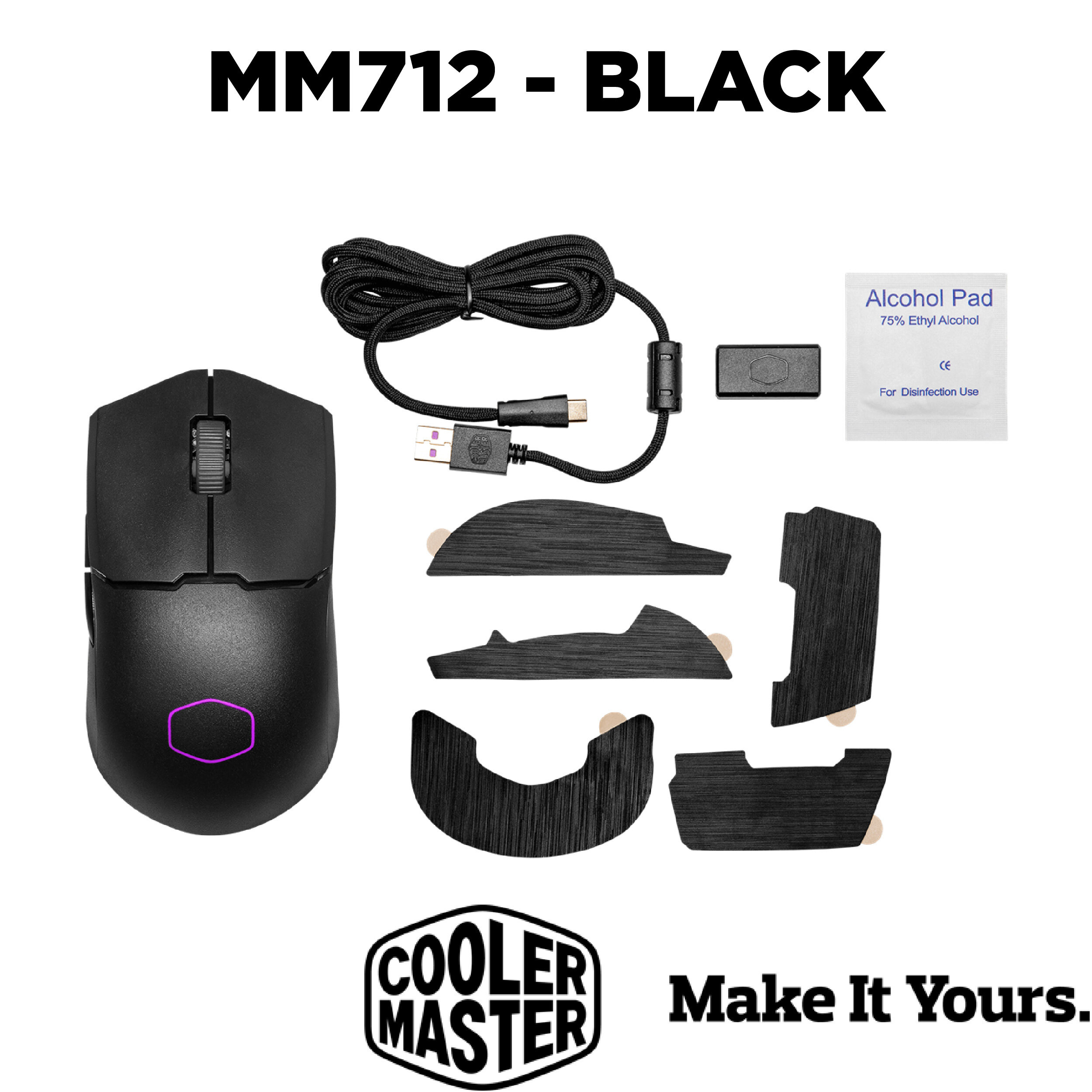 Cooler Master MM712 | Black / White | Adjustable 19,000 DPI | 2.4GHz ...