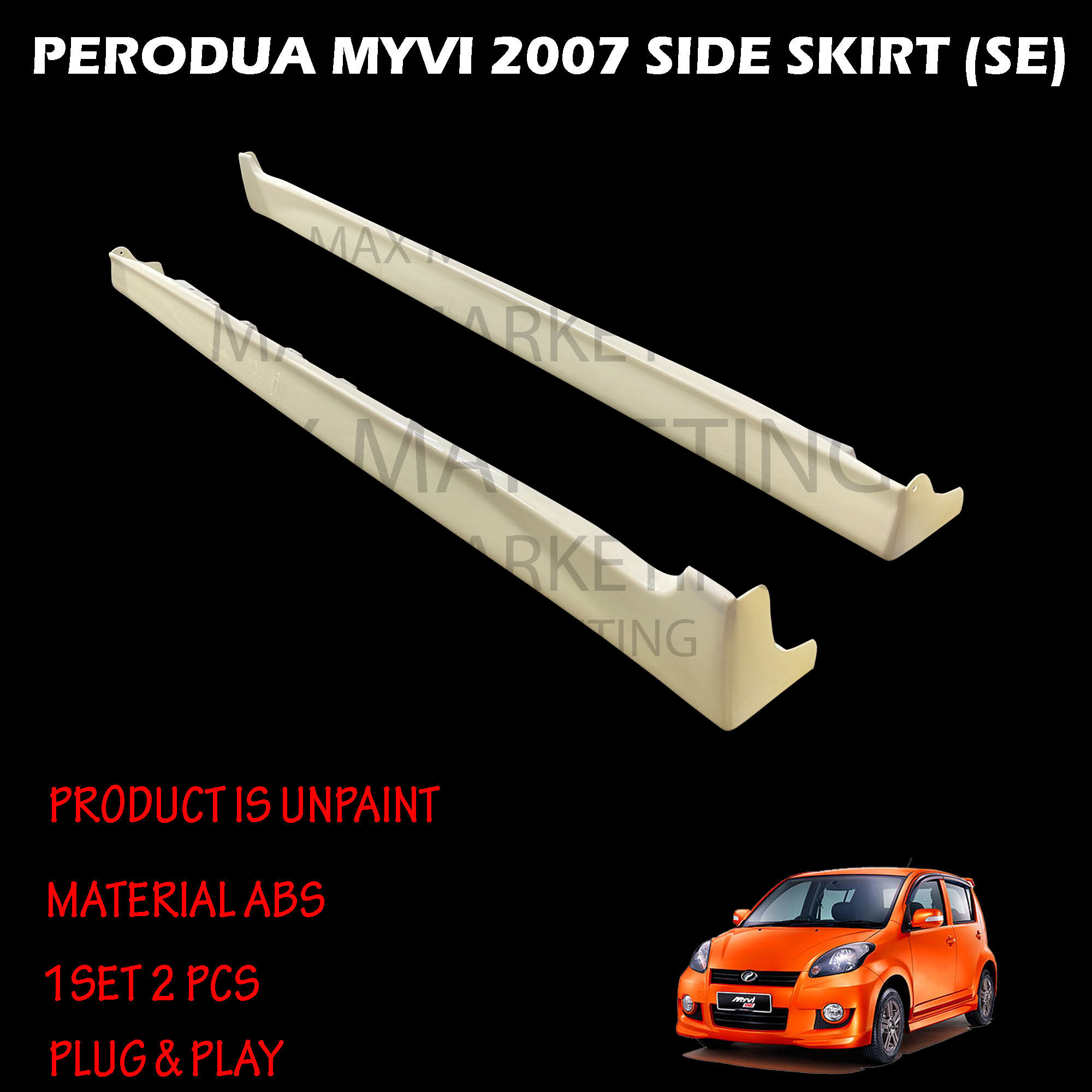 PERODUA MYVI 2005-2011 SE STYLE SIDE SKIRT (SE) ABS SKIRT LIP BODYKIT ...