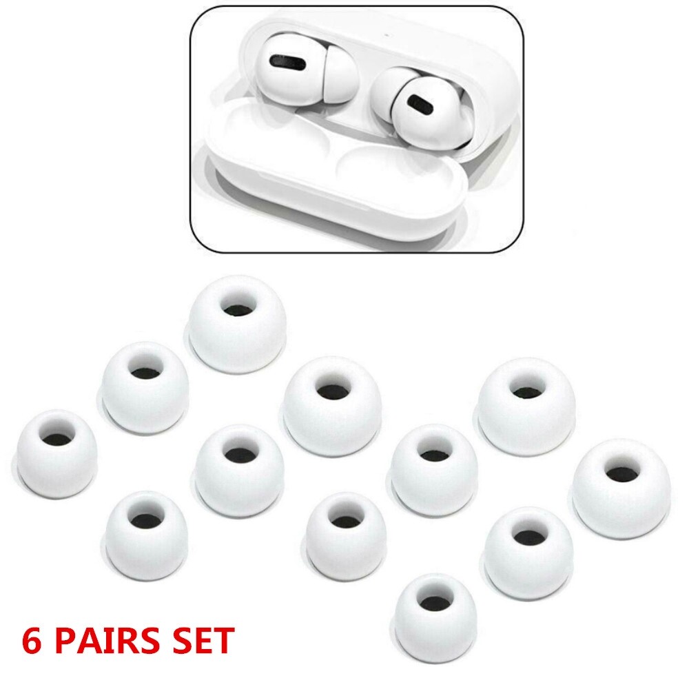6 Pairs Silica Gel Soft Ear Tips Buds Ear Buds For Apple Airpods Pro ...