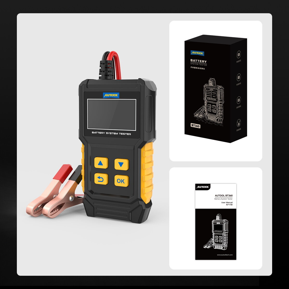AUTOOL BT360 Battery Tester 20-2000CCA Cranking Test Charging Test ...