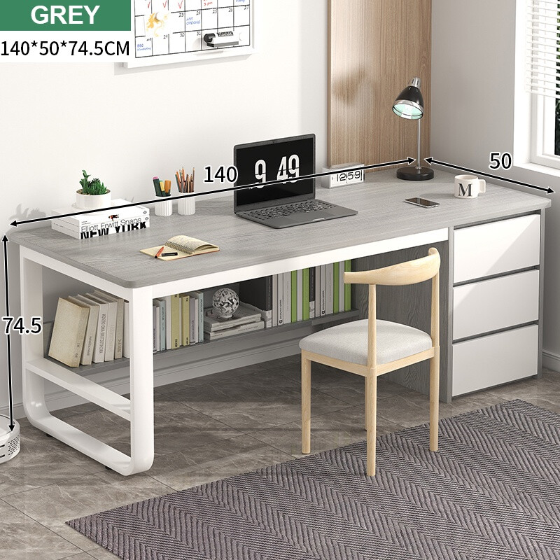 140CM Computer Table Meja belajar Wooden Modern Desk with Drawer Meja ...