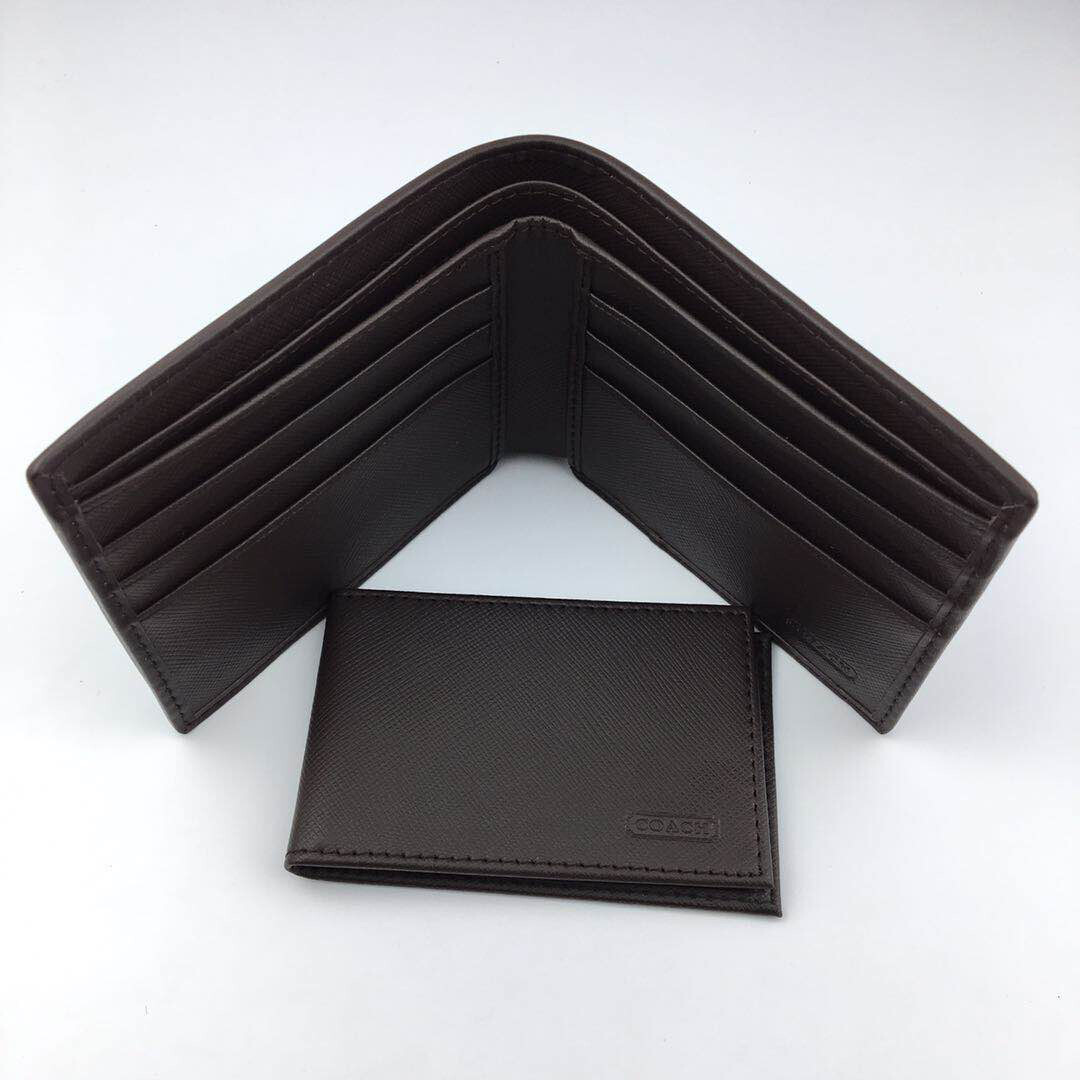 Coach กระเป๋าสตางค์แบบสั้นสำหรับผู้ชายแฟชั่นกระเป๋าสตางค์แบบพับได้ ...