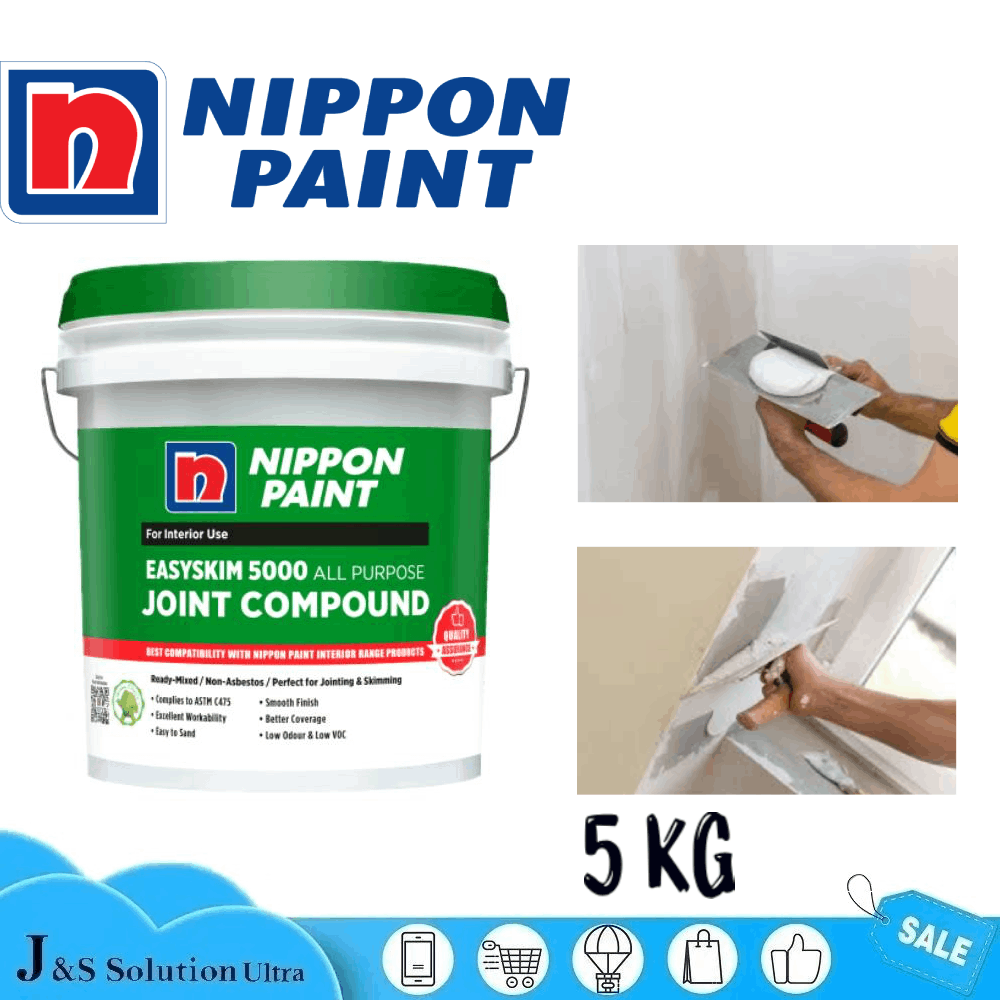 NIPPON PAINT Easyskim 5000 All Purpose Joint Compound 5KG Wall Cement ...