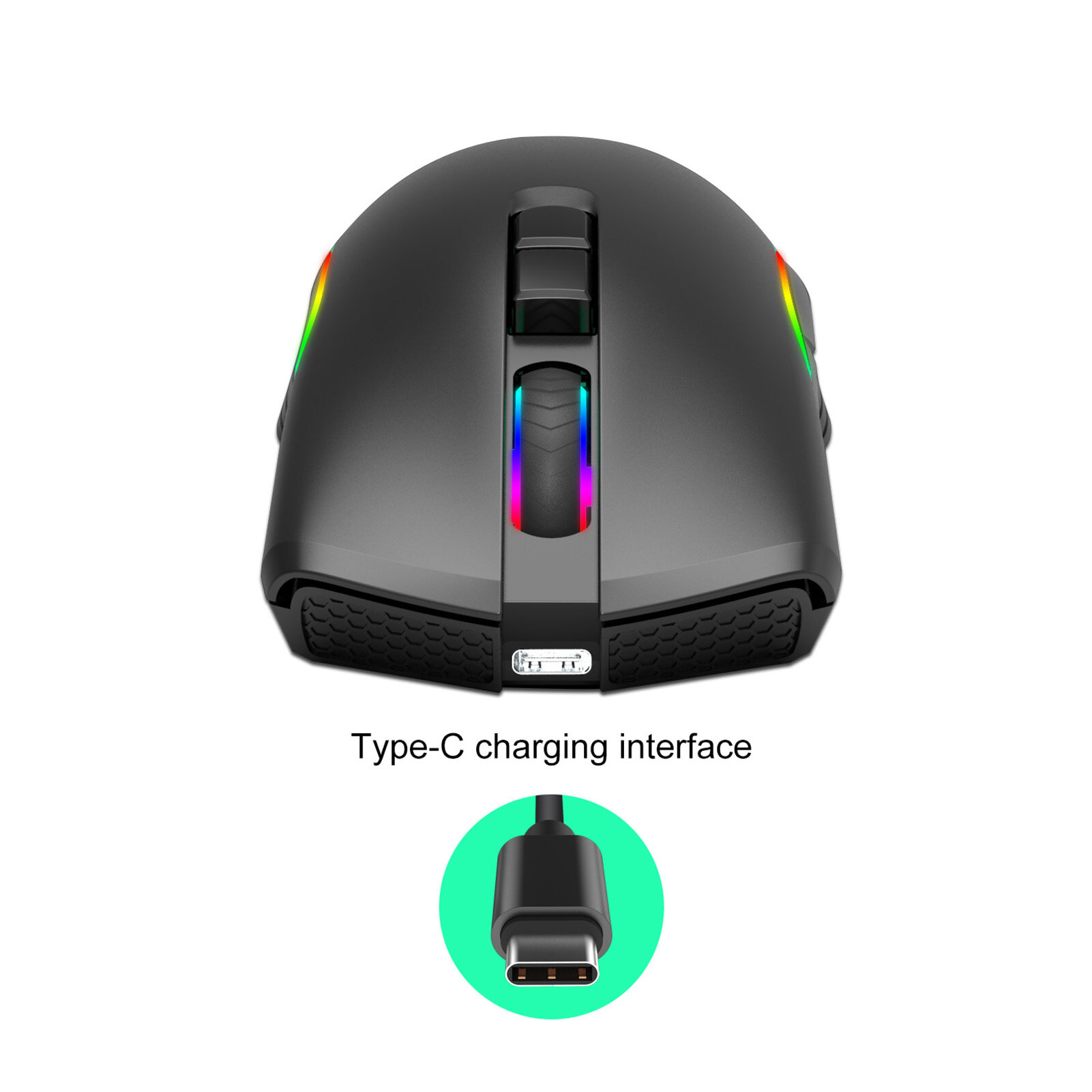HXSJ T26 Mouse Wireless Mice 2.4GHz Type C Rechargeable Backlight 7 ...