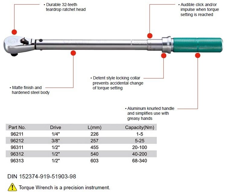 SATA 96211 1/4DR MECHANICAL TORQUE WRENCH (1-5 N.m) ID32626 | Lazada