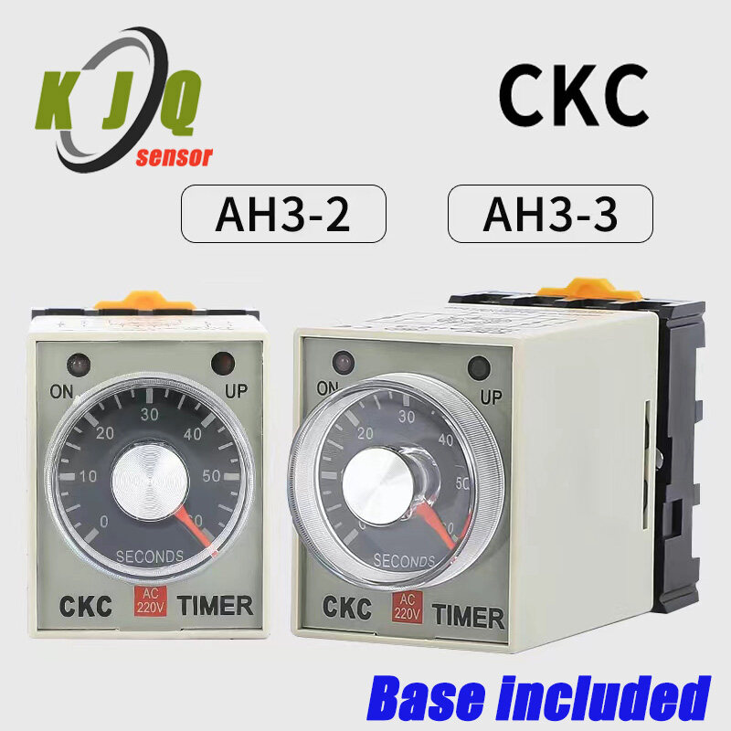 New CKC Time Relay Timer AH3-2 AH3-3 DC24V AC220V AC380V Power-on Delay Relay 1S 3S 6S 10S 30S ...