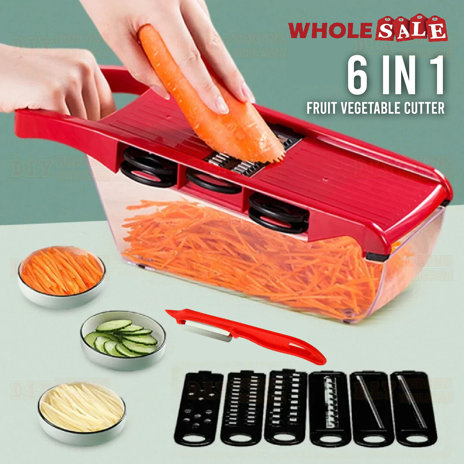 6 IN 1 Fruit & Vegetables Cutter With Container Shredder ...