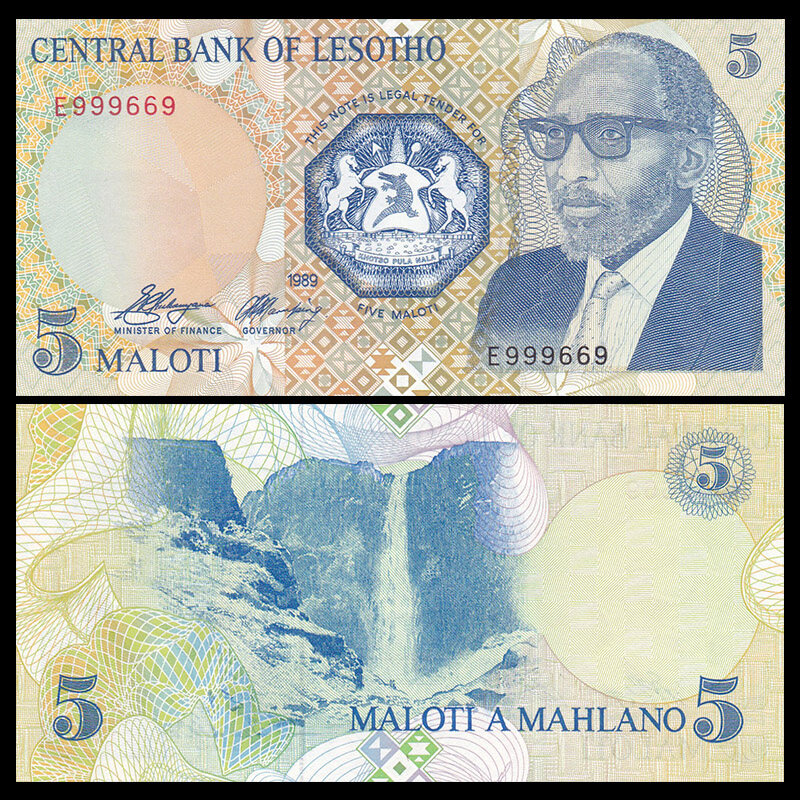 莱索托 Lesotho 5 Maloti, 1989, P-10, UNC Banknote | Lazada