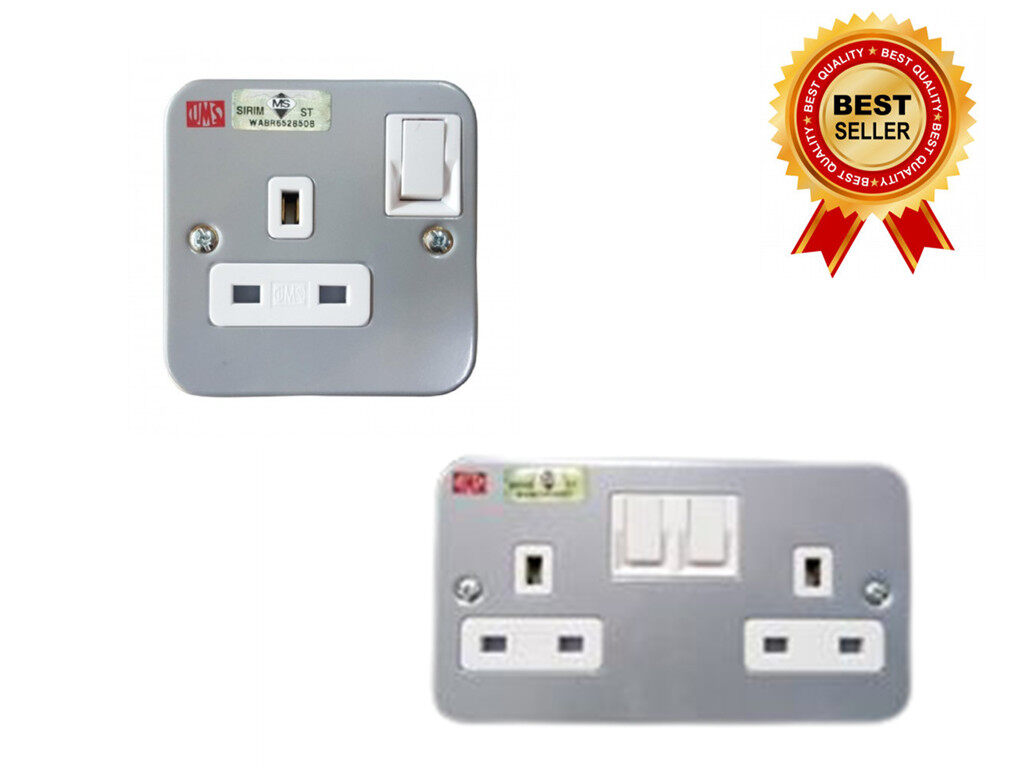 READY STOCK Sirim UMS Plug Socket 13A 1 Gang / 2 Gang Hard Metal 1213M ...