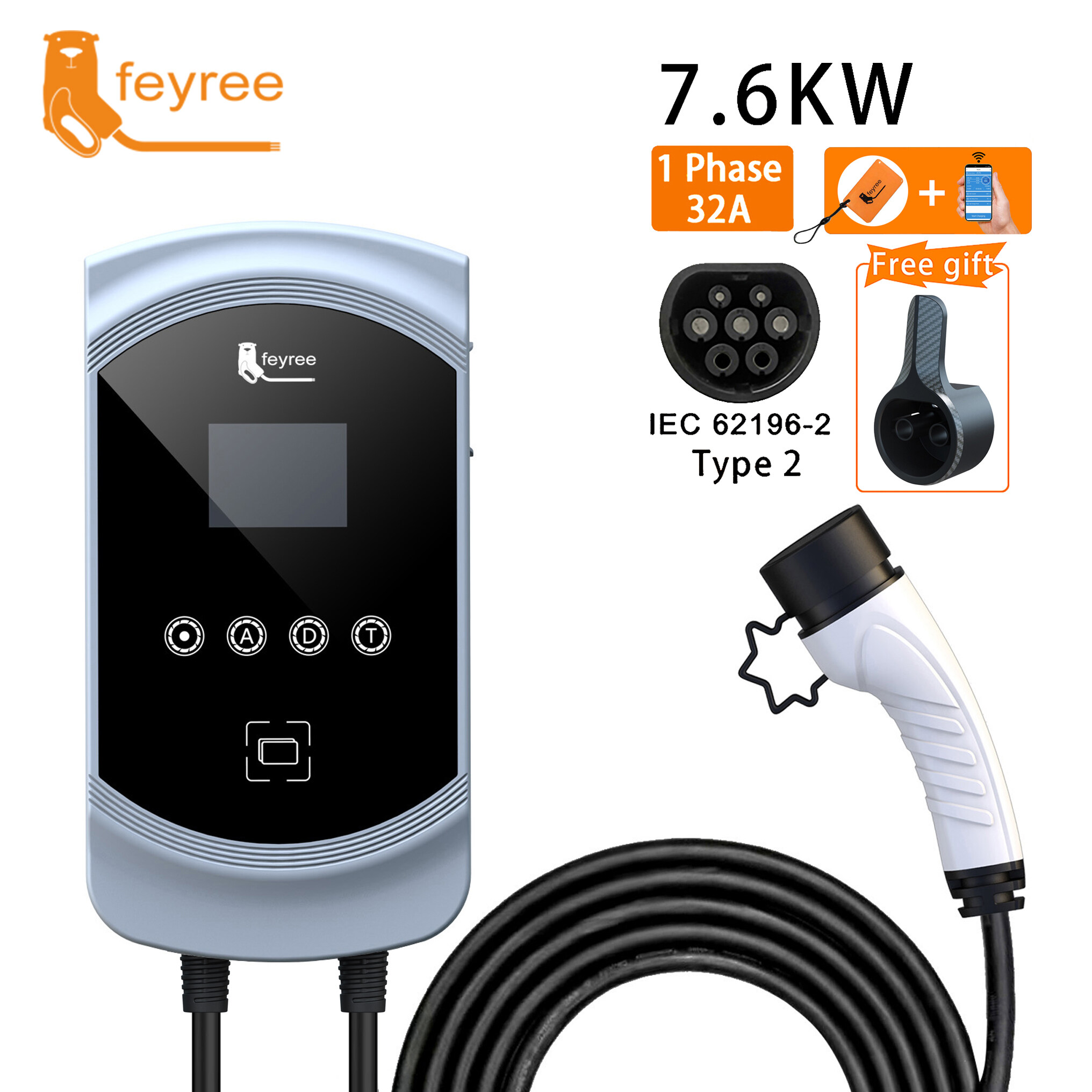feyree EV Charger Type2 32A 7.6KW Electric Vehicle Car Charger EVSE ... feyree EV Charger Type2 32A 7.6KW Electric Vehicle Car Charger EVSE ...