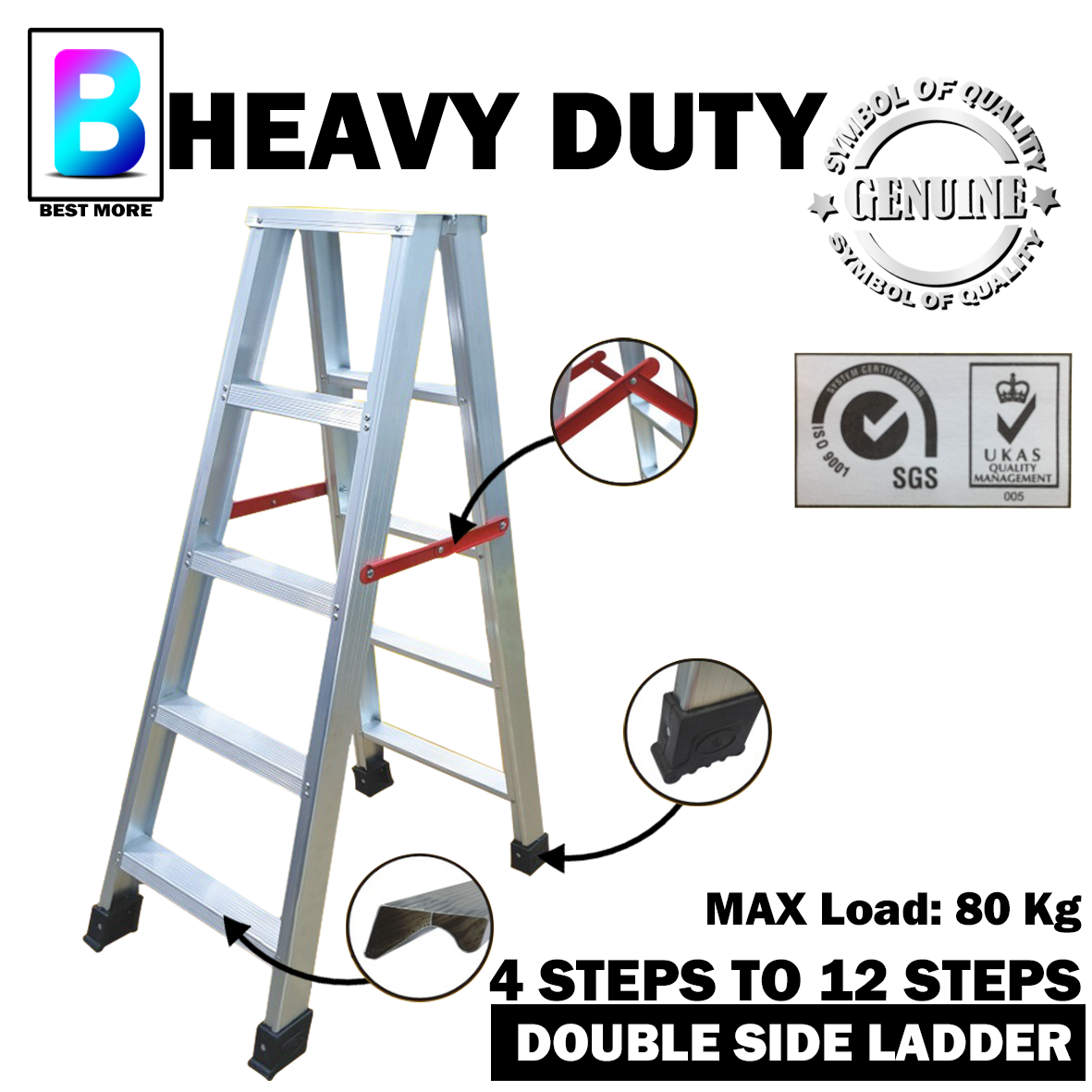 Heavy Duty Double Sided Ladder (4 Steps, 5 Steps, 6 Steps, 7 Steps, 8 ... Heavy Duty Double Sided Ladder (4 Steps, 5 Steps, 6 Steps, 7 Steps, 8 ...