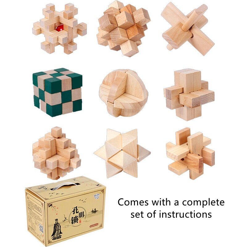 魯班鎖 Lu Ban Lock Wooden Puzzle Kong Ming Lock Early Educational Toys For ...