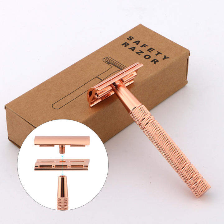 Double Edge Safety Razor With 5 Blades And 1 Brush, Metal Classic ...
