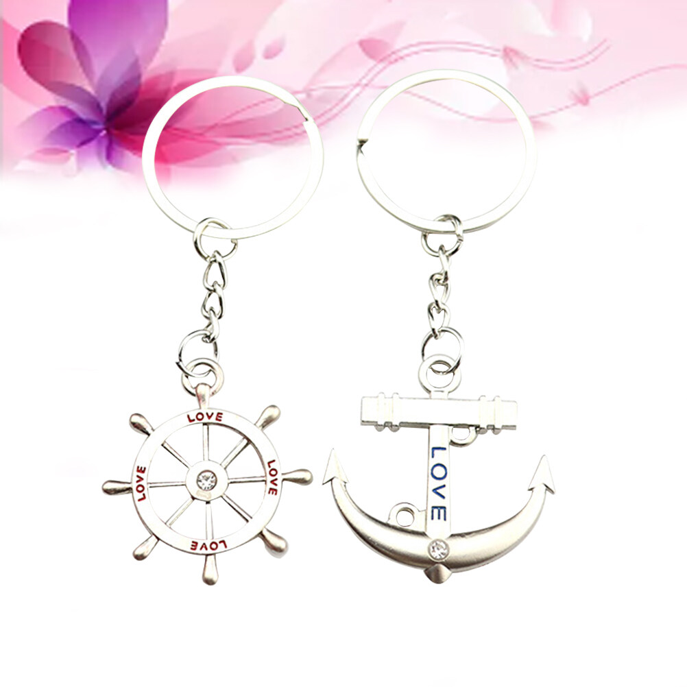 PickEgg A Pair of Rudder Anchor Keychain Fashion Engraved Love Couple ...
