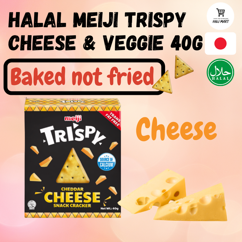 Halal Meiji Trispy Cheese & Veggie Cracker 40g Triangle Cracker Cheese ...