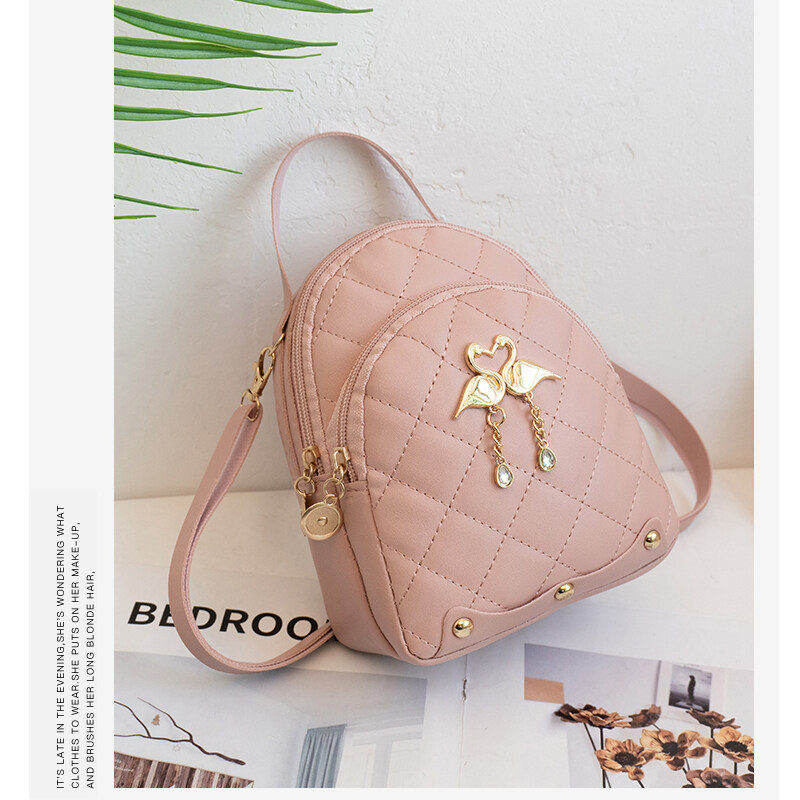 Women 'S Solid Color Leather Little Swan Backpack Shoulder Bag Small ...