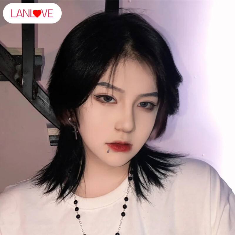 LANLOVE Fluffy Mullet หัวประเภทวิกผมสั้นต่อผมแฟชั่นสำหรับผู้หญิงผู้ชาย ...