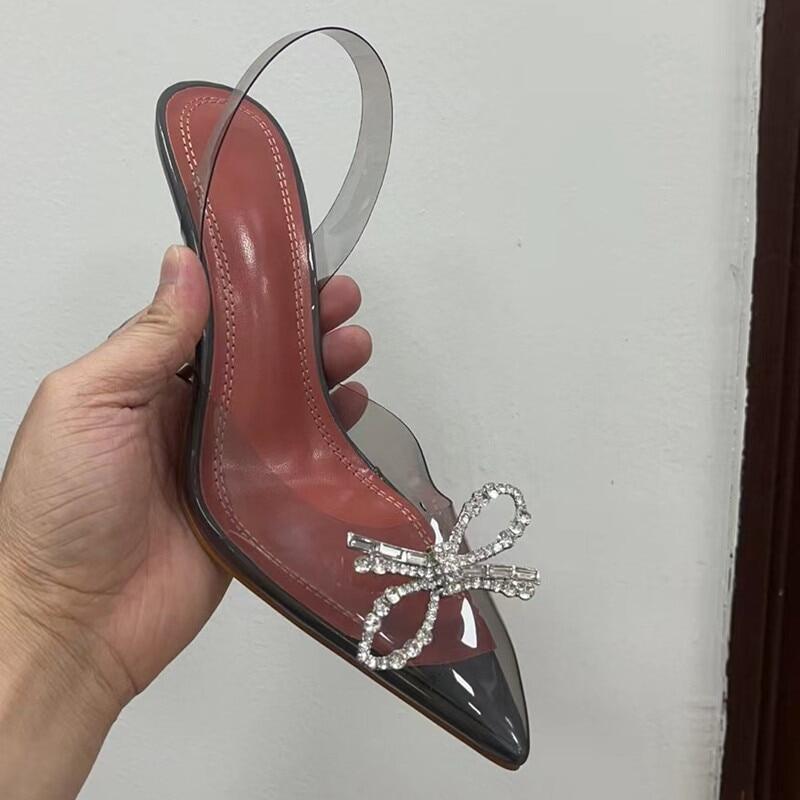Luxury Crystal Bowknot Women Pumps Fashion Slingbacks Transparent PVC ...