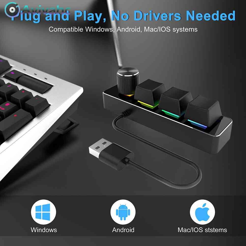 USB Rgb Custom Knob Keyboard 3 Keys 1 Knob Mechanical Keyboard ...