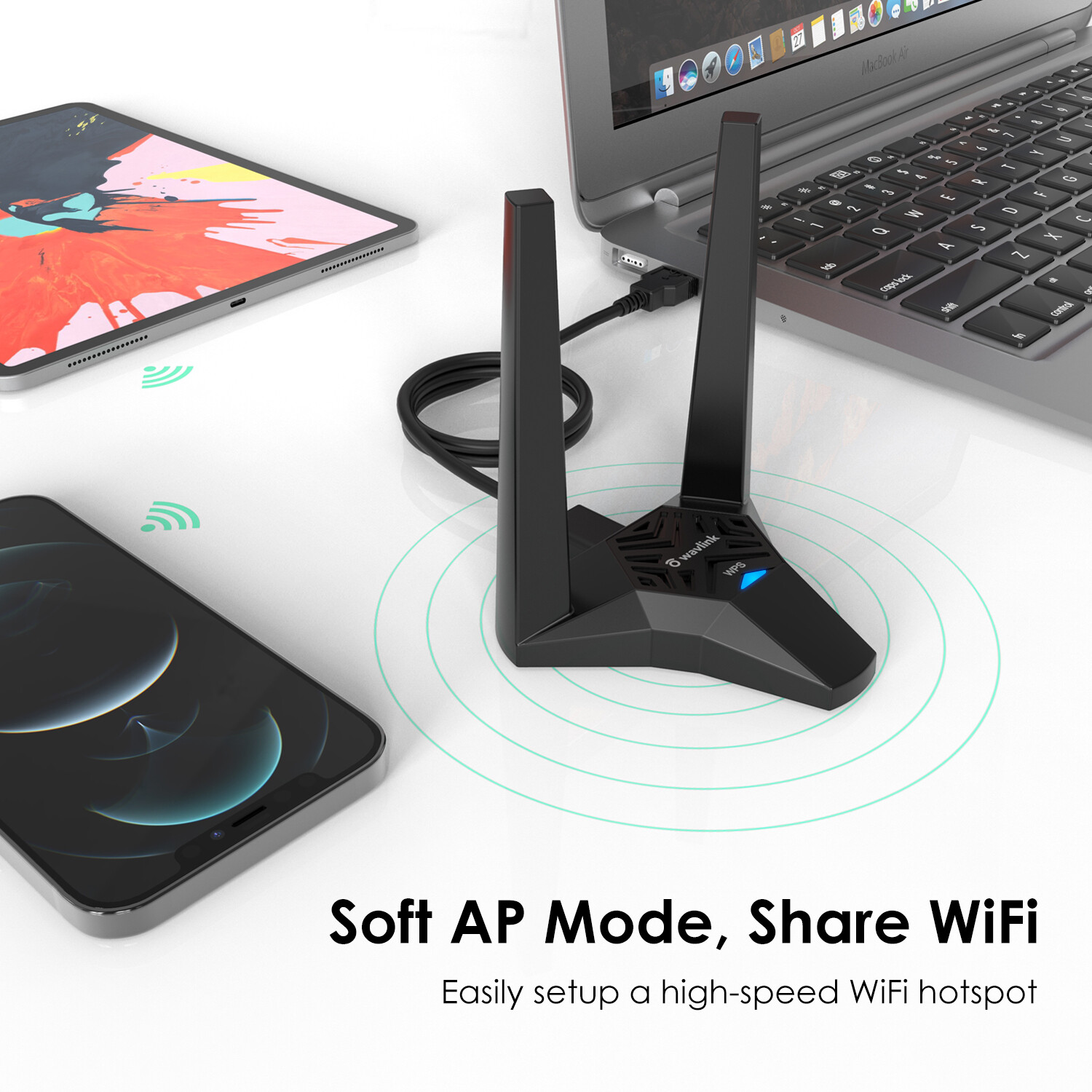 WAVLINK AC1300 USB 3.0ตัวรับสัญญาณ WiFiDual Band 2.4G5GDual สูง3dBi เสา ...
