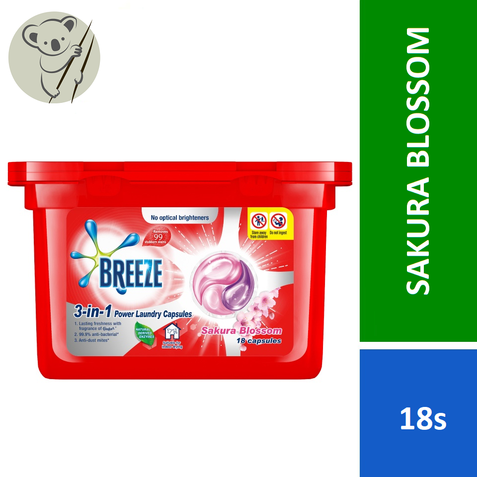 18s / 40s Breeze 3in1 Capsule Detergent Laundry Capsules Sakura Blossom ...