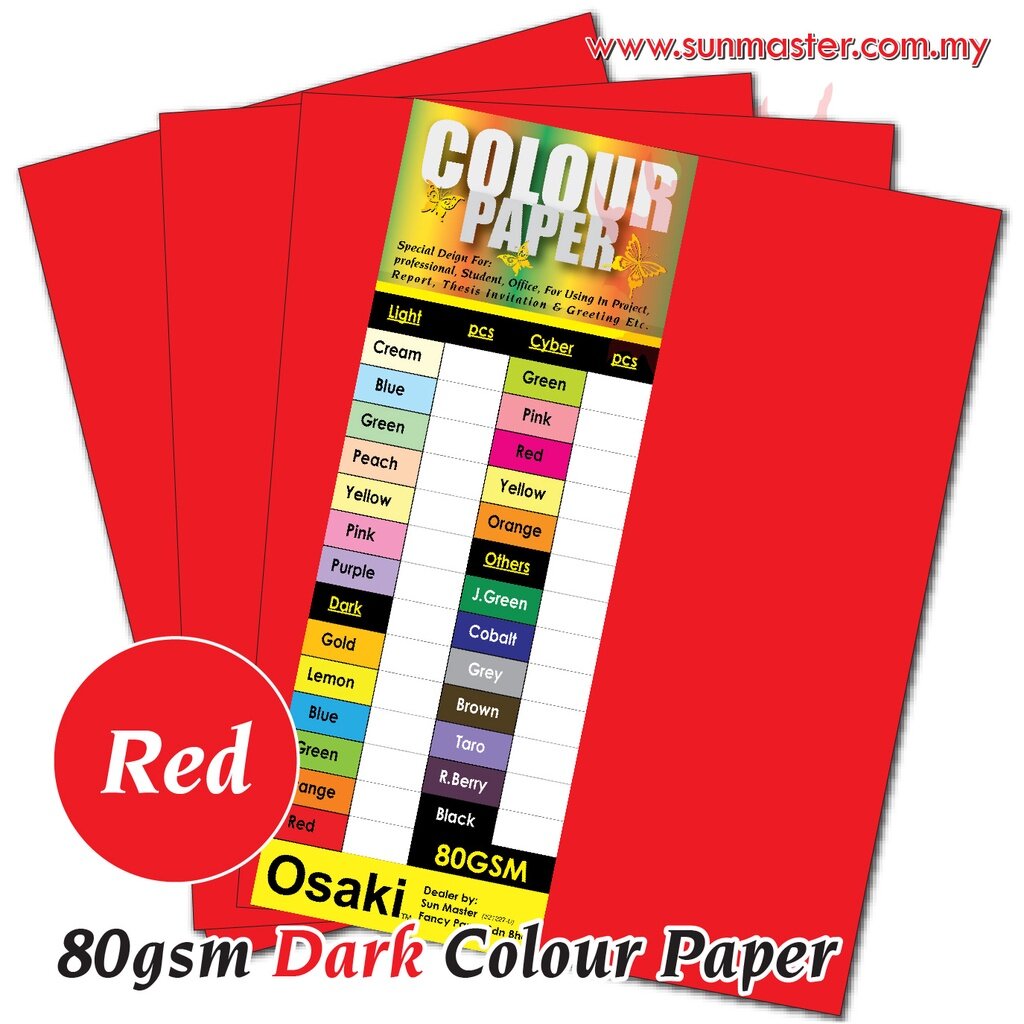 A3 80gsm Dark Colour Paper | Color Paper | Kertas Warna A3 | 彩色纸 | Lazada