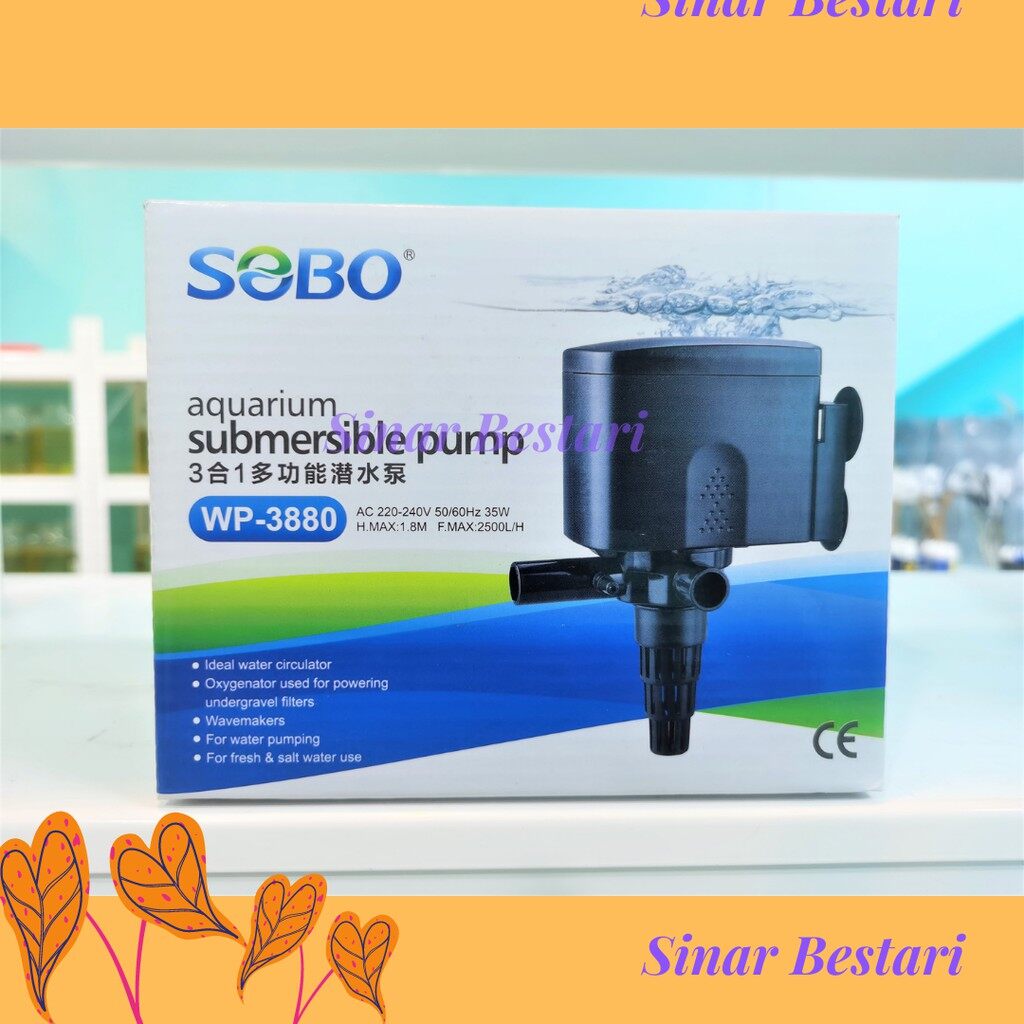 Sobo WP-3880 Submersible Filter Pump Aquarium 3 in 1 Water Pam Top ...