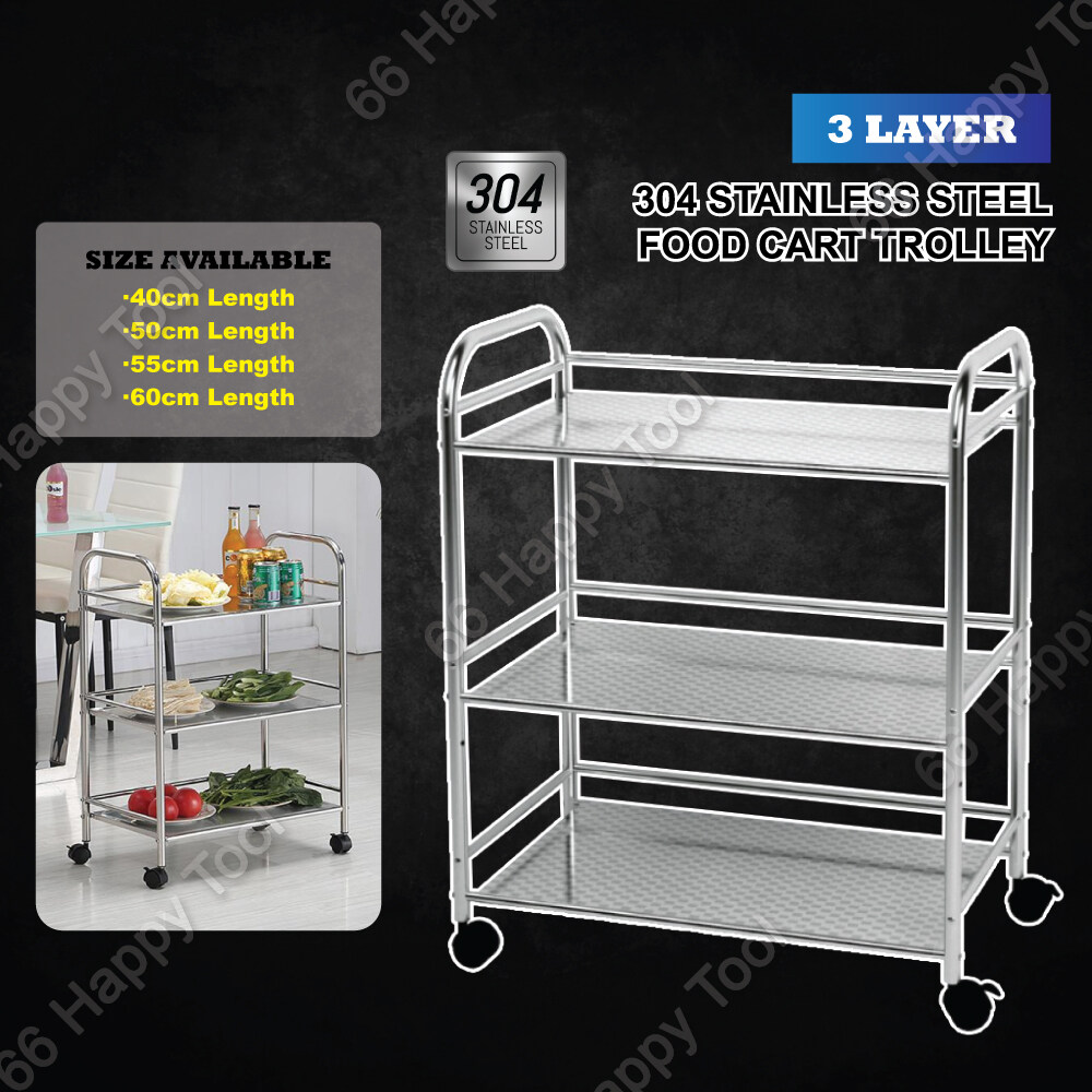 3 Layer 304 Stainless Steel Multipurpose Food Cart Trolley Multi Rack ...