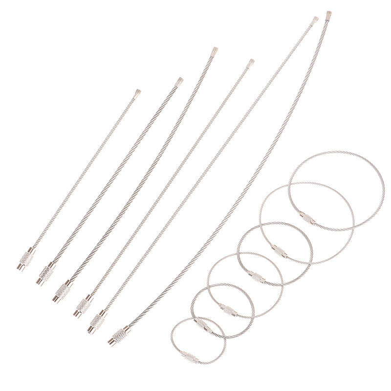 20Pcs Wire Rope Key Chain Stainless Steel Wire Keychain Carabiner Cable ...