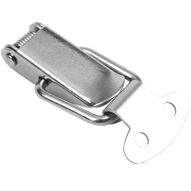 Cabinet Silver Tone Spring Loaded Toggle Switch Latch Hasp 4 pcs - MixASale