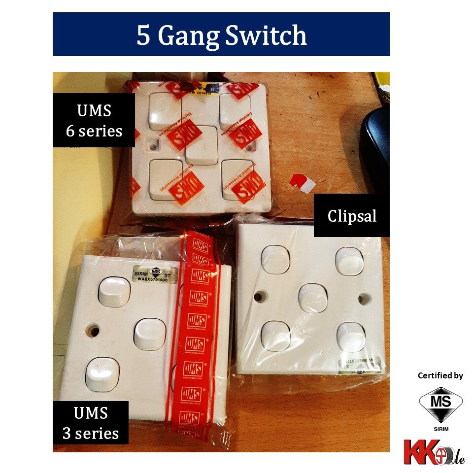 (SIRIM) 5 Gang Switch 5Gang switches 5 button switch 5 button socket ...