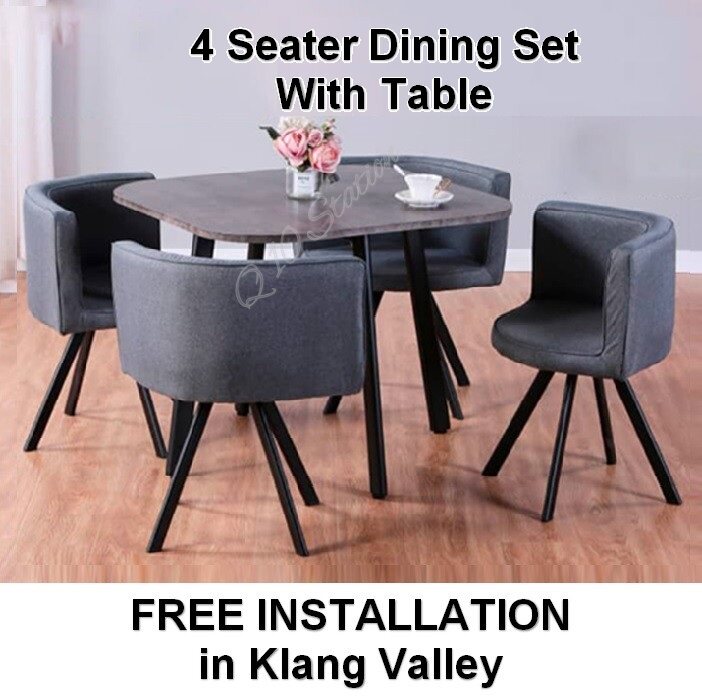 Q 10 - 3 Feet Diameter Dining Set For 4 Persons / Square Dining Table ...