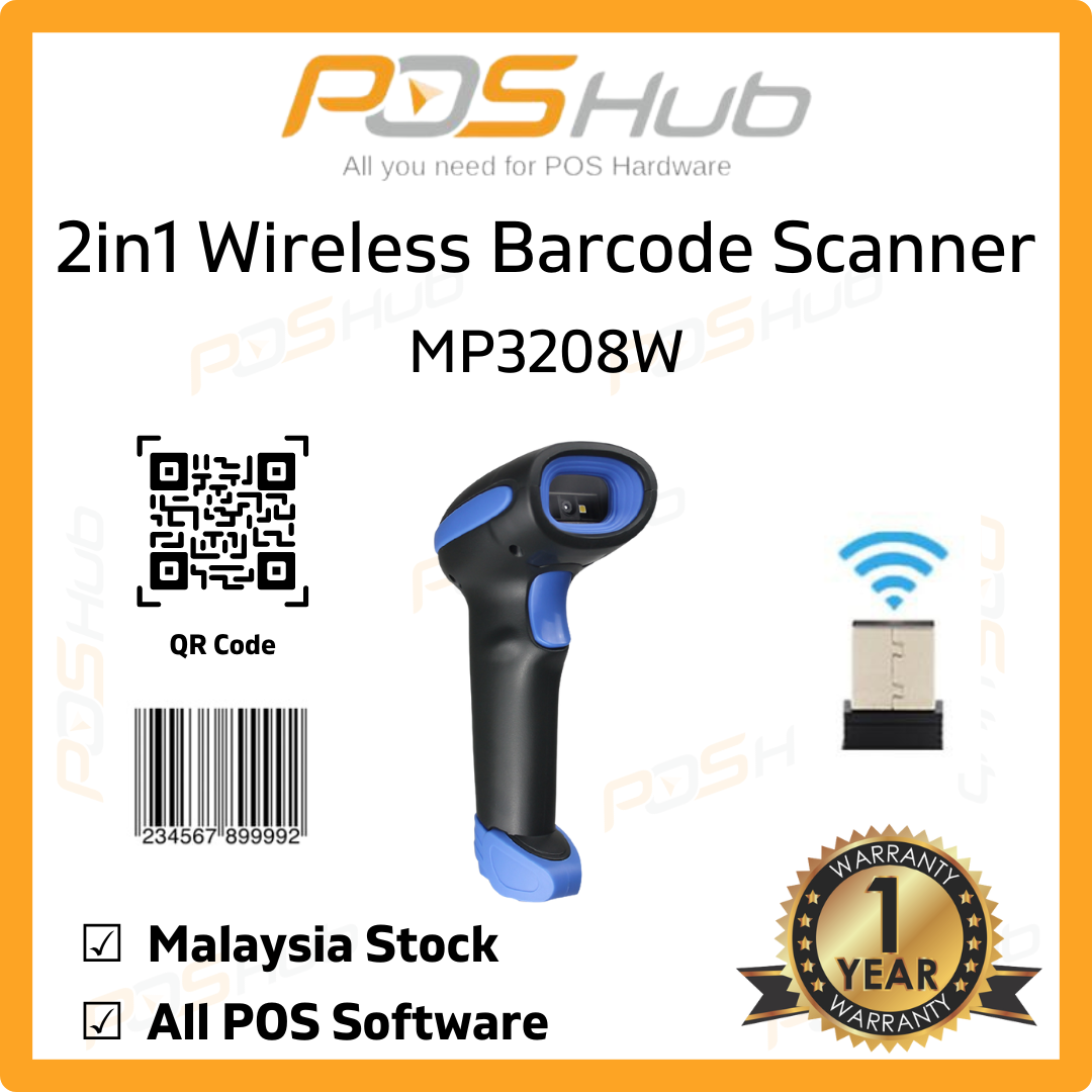 Wireless Barcode Scanner MP3208W 1D 2D QR Code Support Touch n Go Boots ...