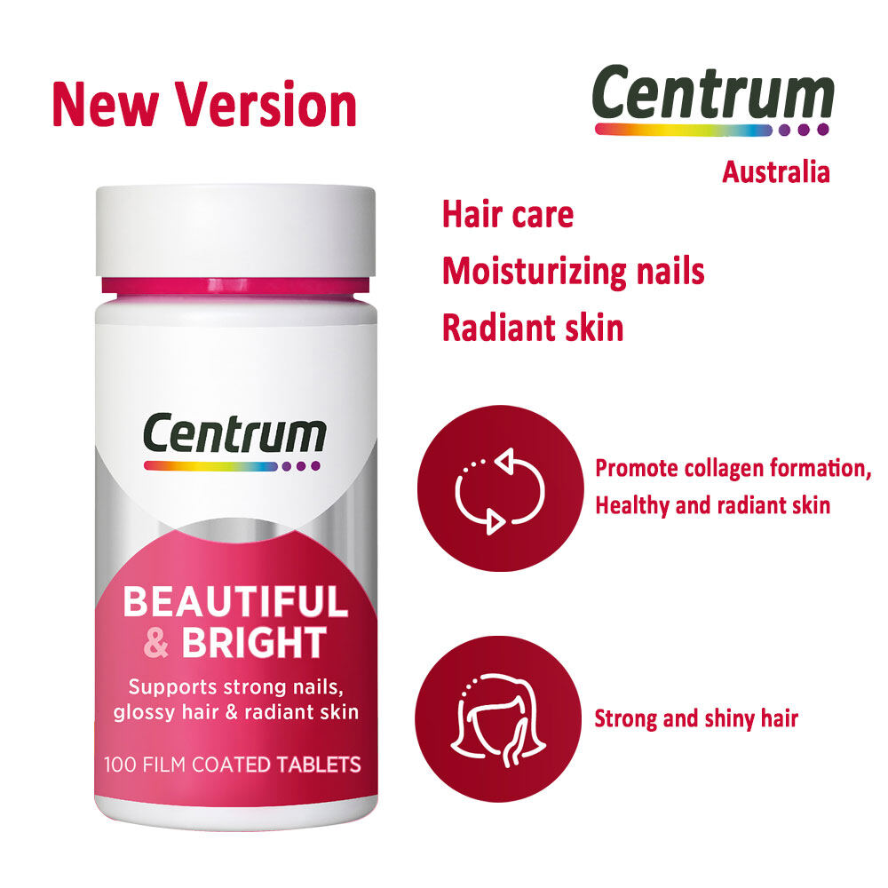 Centrum Beautiful & Bright Supports strong nails, glossy hair and ...