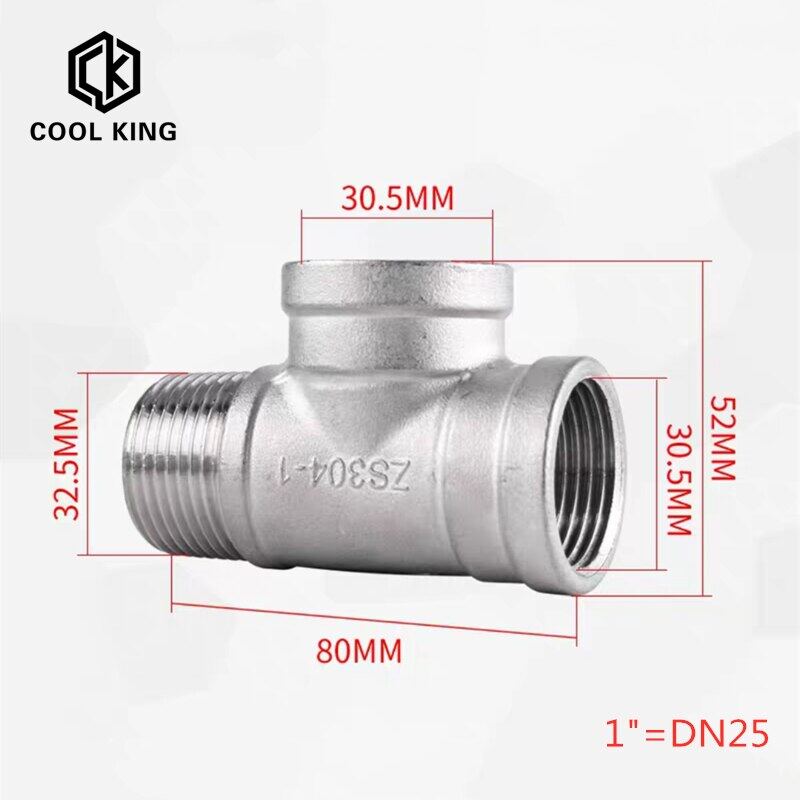 DN8DN15DN40 malemaleFemale Threaded 3 Way Tee T Pipe Fitting 14 12 34 1 1-14 1-12BSP Threaded ...