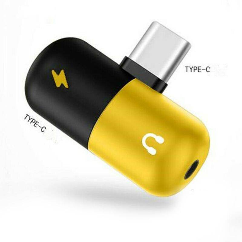 2 in 1 Mini Capsule Pill Shape Type C To 3.5mm AUX Connector Splitter ...