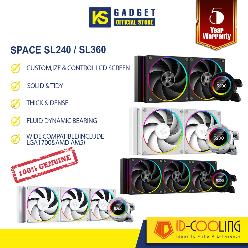 ID-COOLING AIO COOLER SPACE SL240 LCD / SL360 LCD WATER COOLING | Lazada