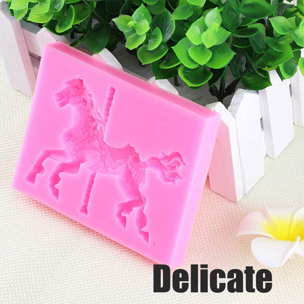 Silicone Mold 3D Carousel Horse Chocolate Mold Non-stick Fondant Mold ...
