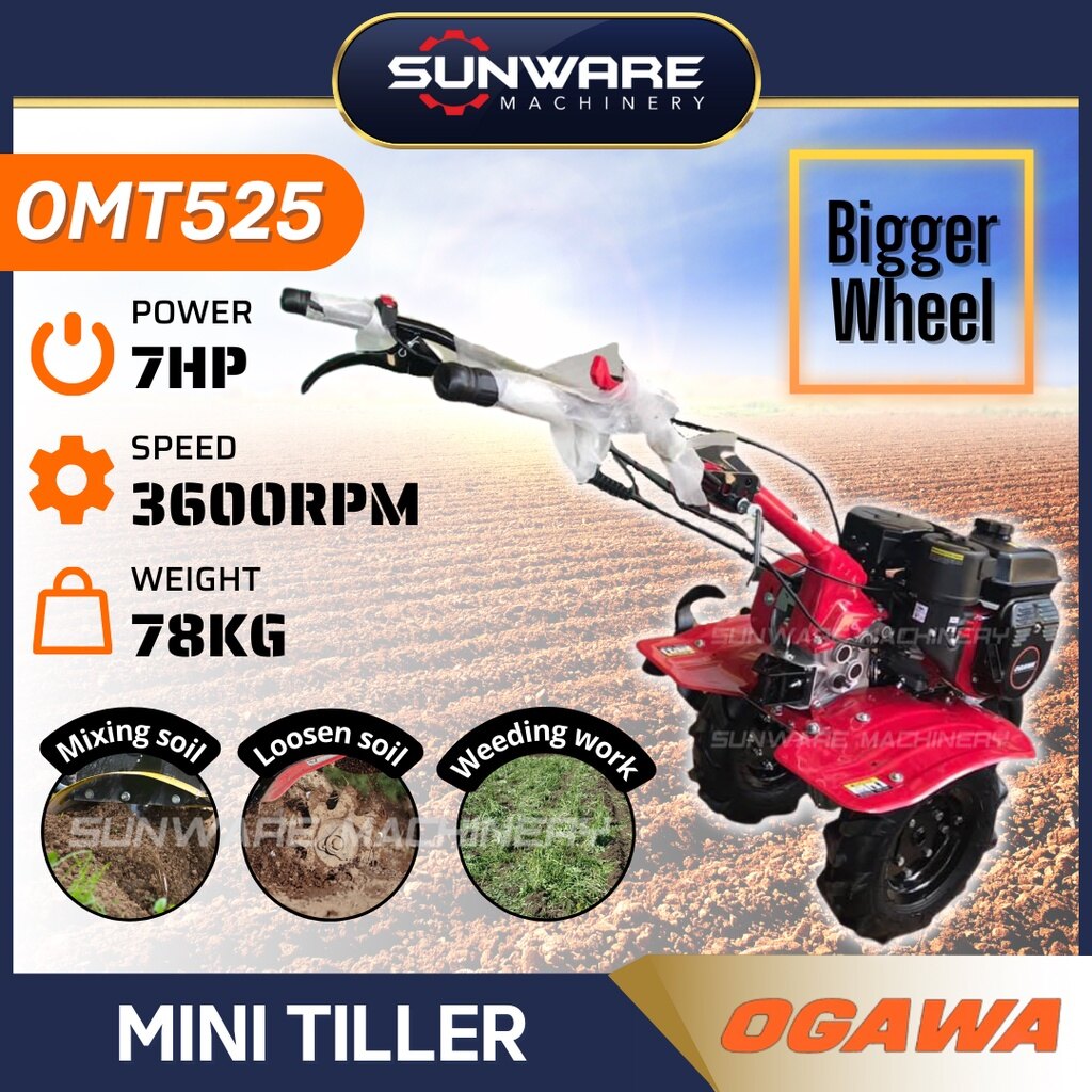 OGAWA OMT-525/2BW Mini Tiller Cultivator Petrol Engine Mesin Bajak ...