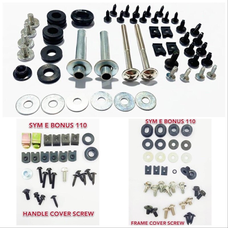 SYM EBONUS E-BONUS E BONUS 110 BODY COVER SET SCREW CLIP BOLT RUBBER ...
