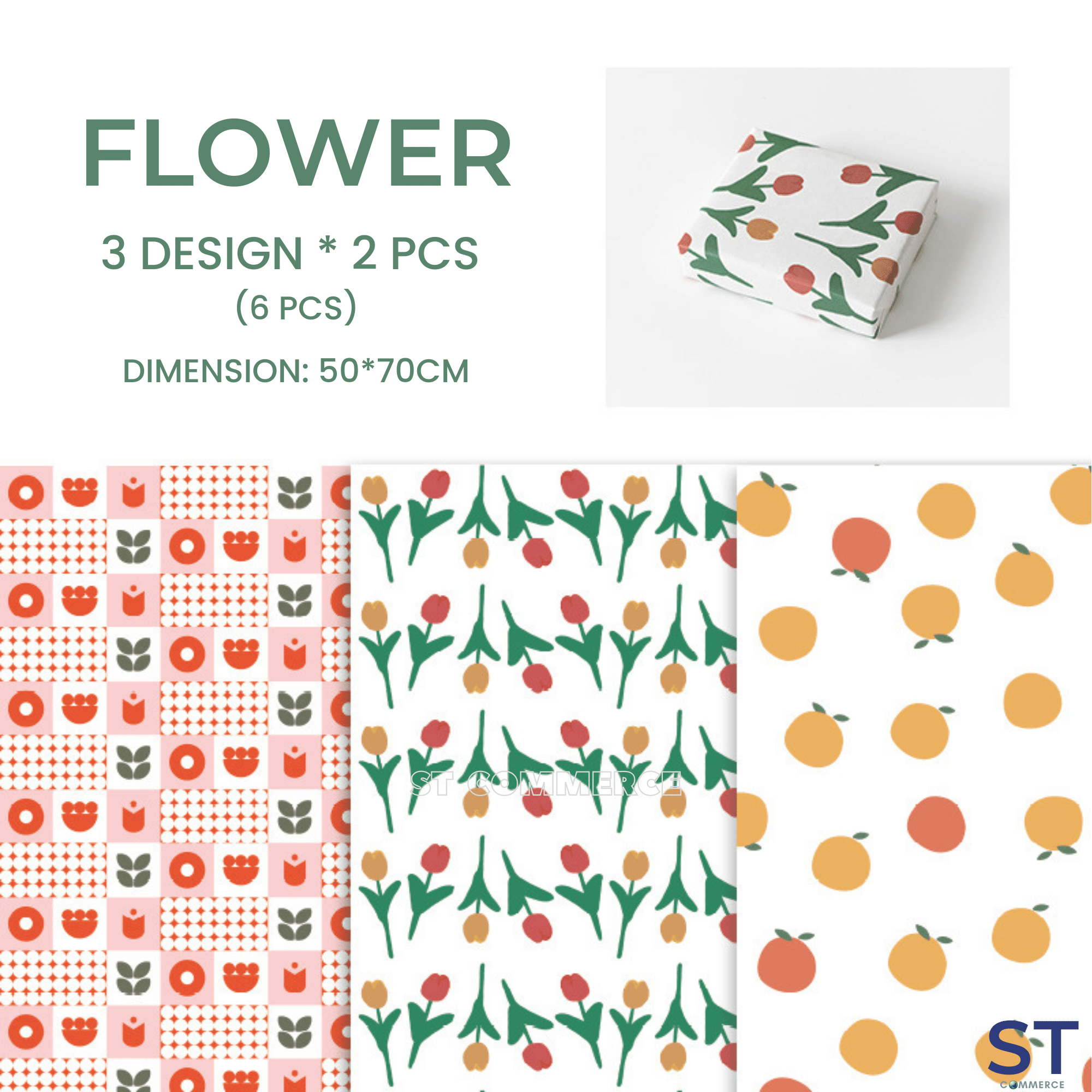 6 PCS Cute Gift Wrapping Paper Birthday Decoration Packaging Book Wrap ...