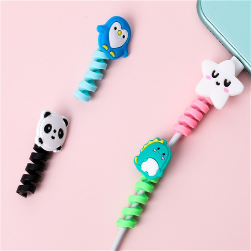 YOUCUN Cartoon Spiral USB Protector Charge Cable Silicone Bobbin Winder ...