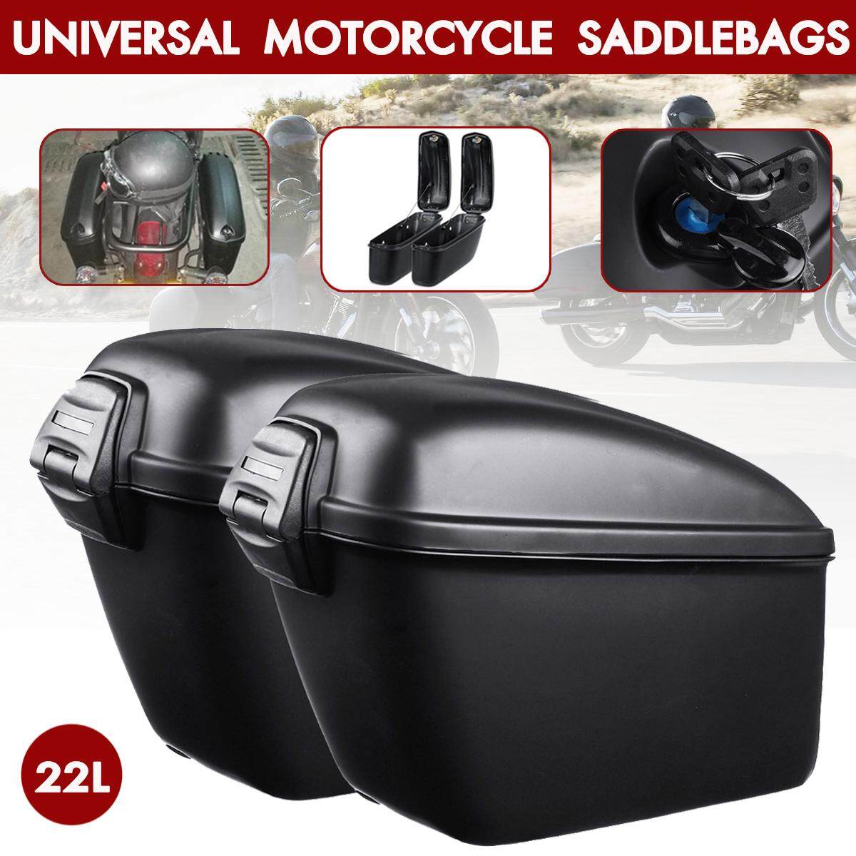 ส่งจากประเทศไทย1Pair 22L สีดำรถจักรยานยนต์ Hard Trunk Saddlebags Saddle ...