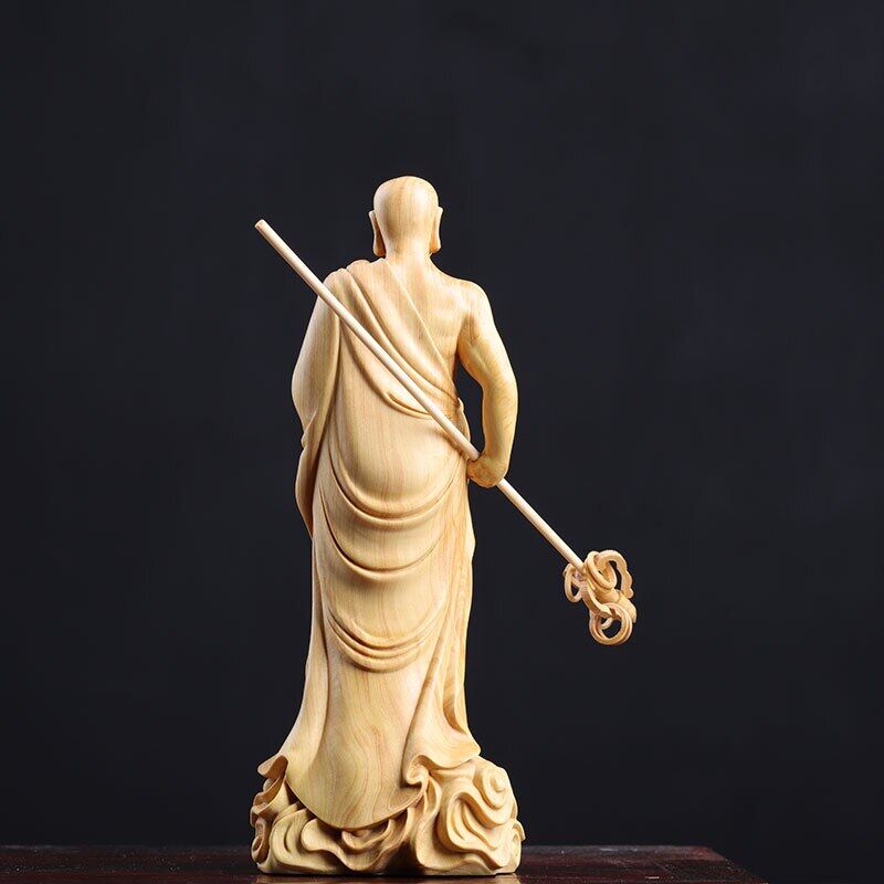 Boxwood 20CM Ksitigarbha Sculpture Wood Buddha Statue Dizang Wang ...